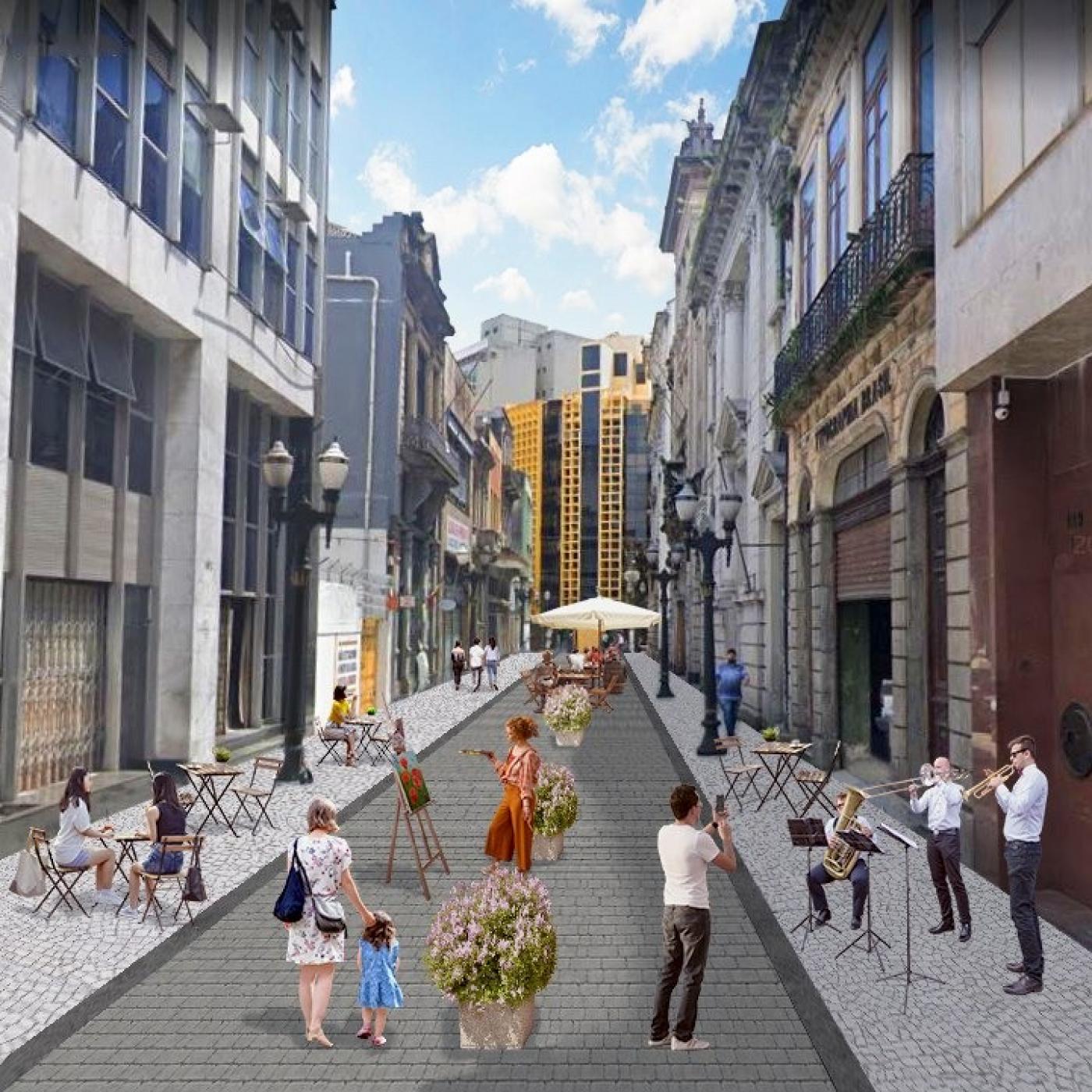 Rua XV No Centro Hist rico De Santos Ter Trecho Reurbanizado